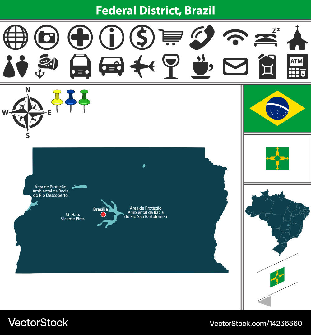 Map federal district brazil Royalty Free Vector Image