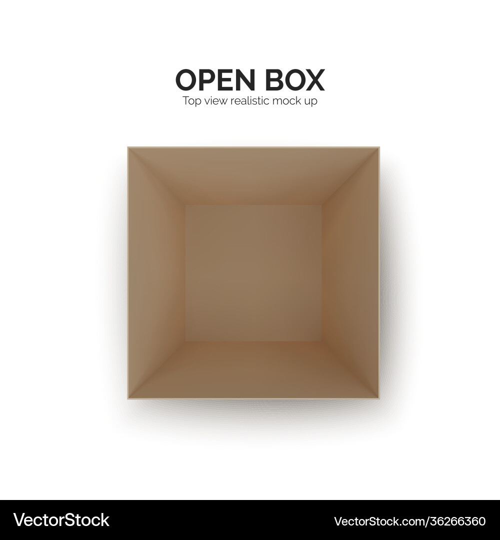 Open box top view paper parcel realistic carton Vector Image