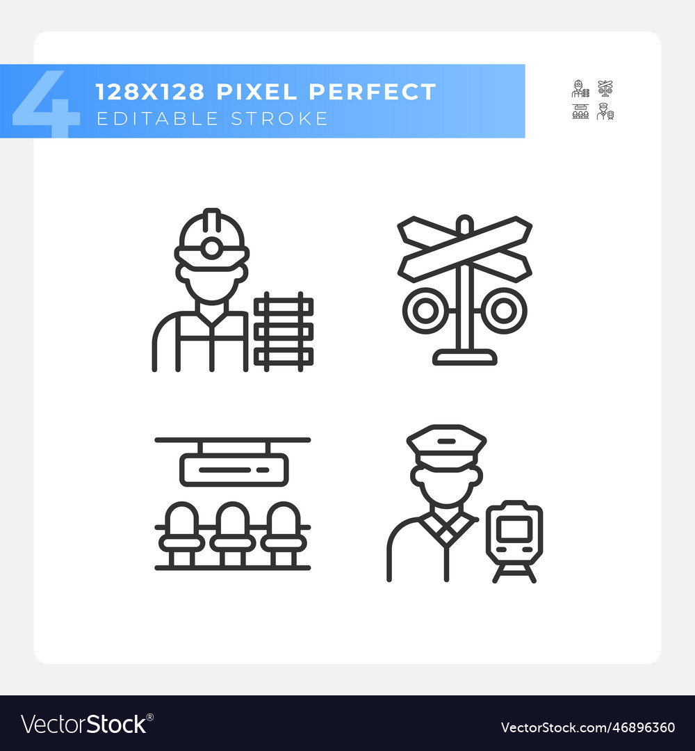 Railroad infrastructure pixel perfect linear Vector Image Railroad infrastructure pixel perfect linear Vector Image