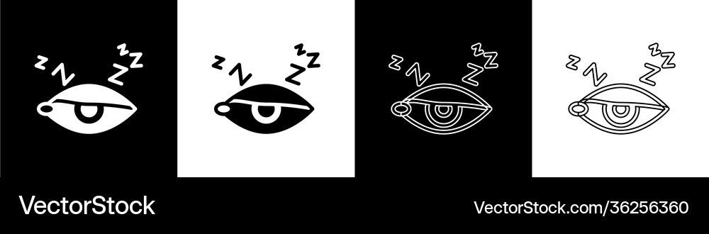 Set insomnia icon isolated on black and white Vector Image