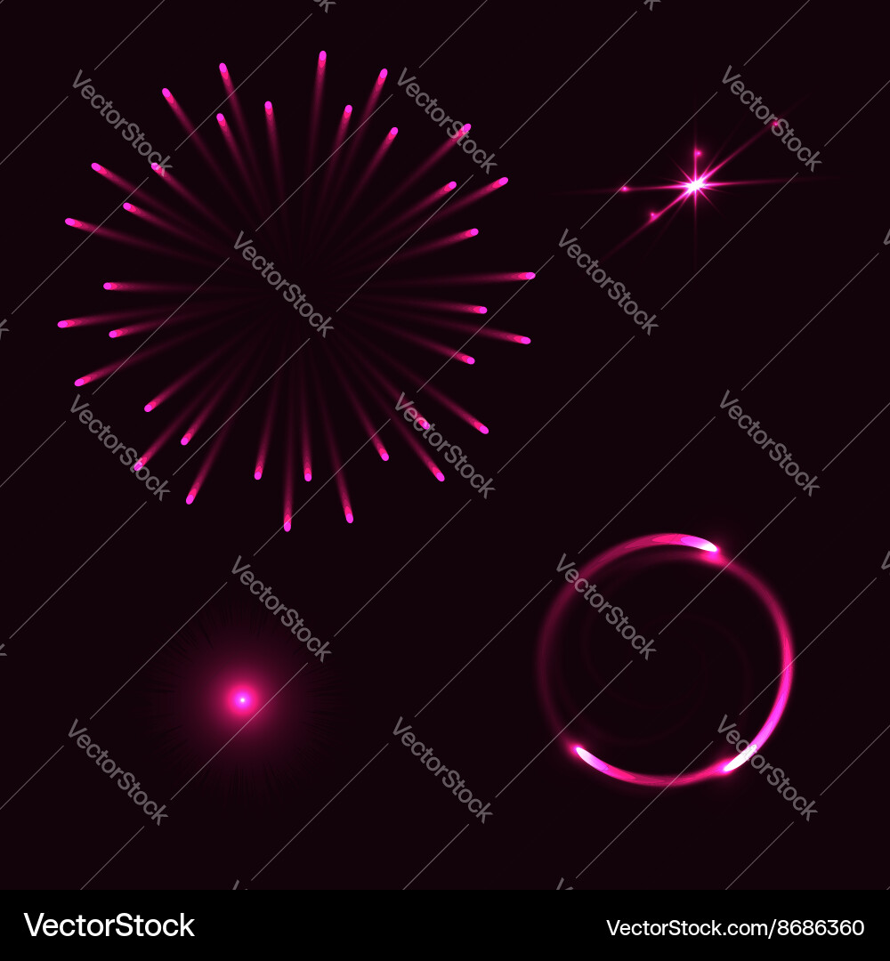 Set of different flares on blue background Vector Image