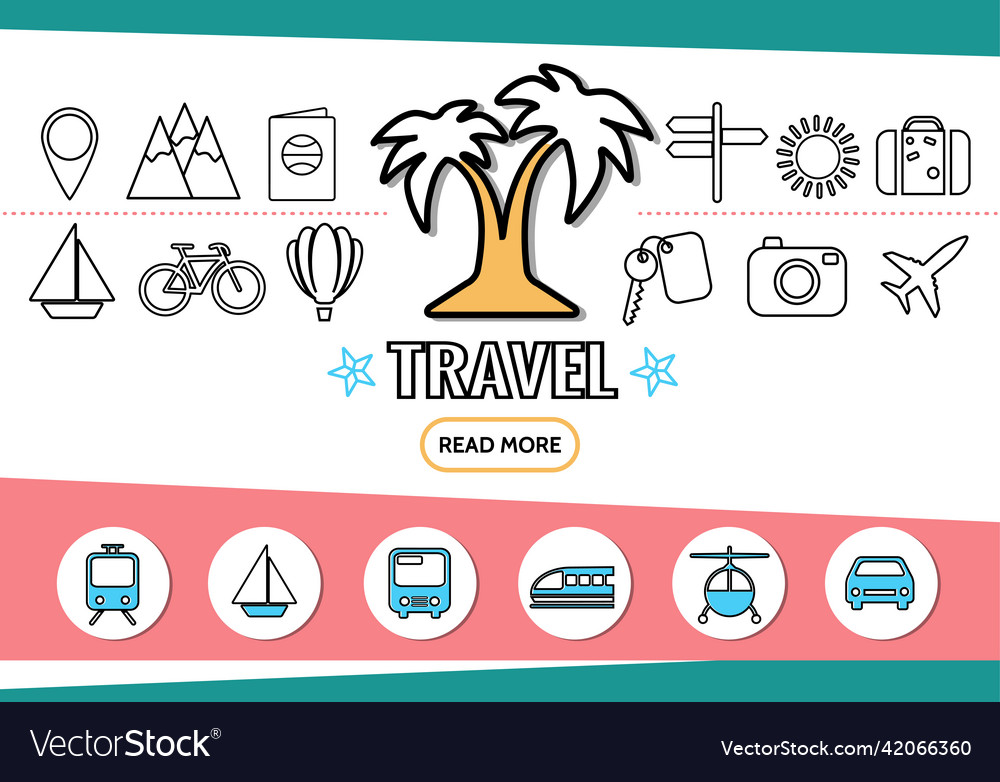 Travel line icons set Royalty Free Vector Image