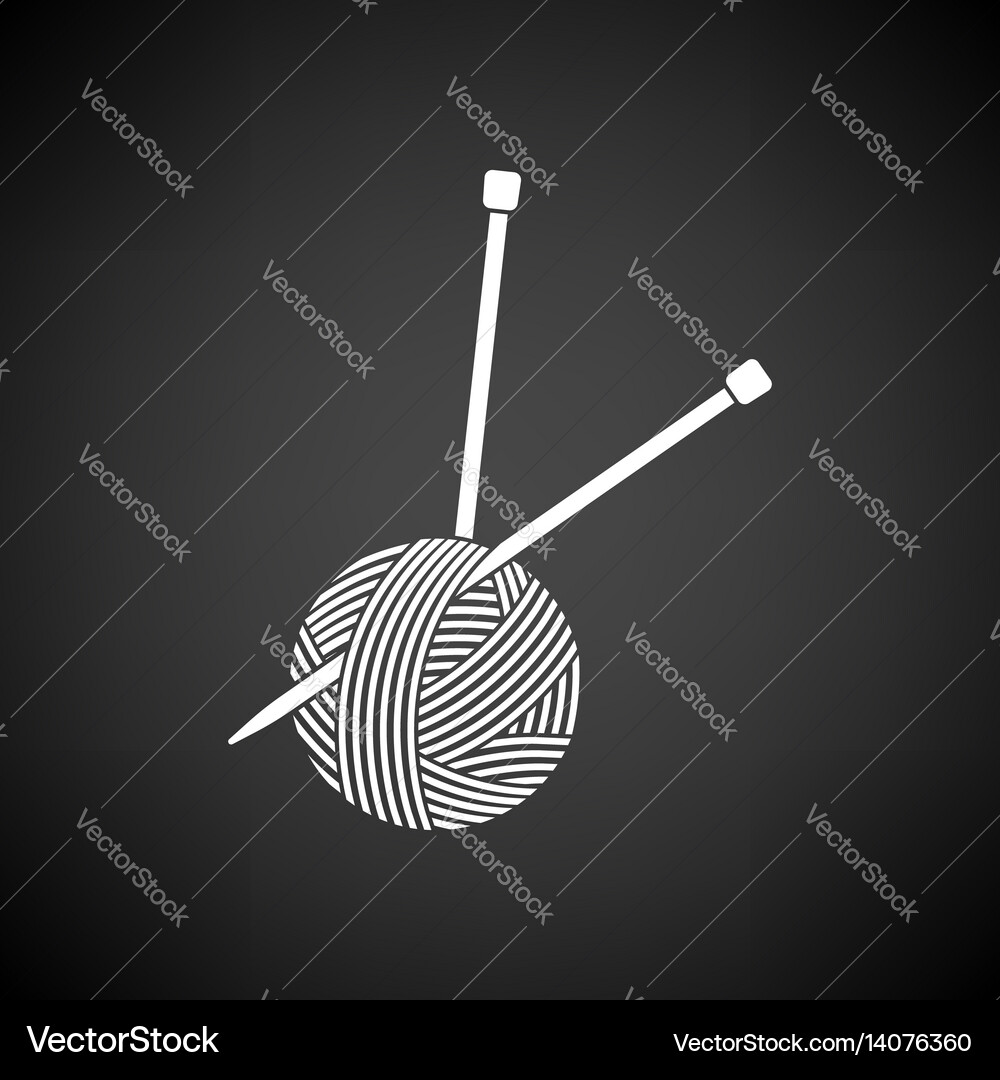 Yarn ball with knitting needles icon Royalty Free Vector