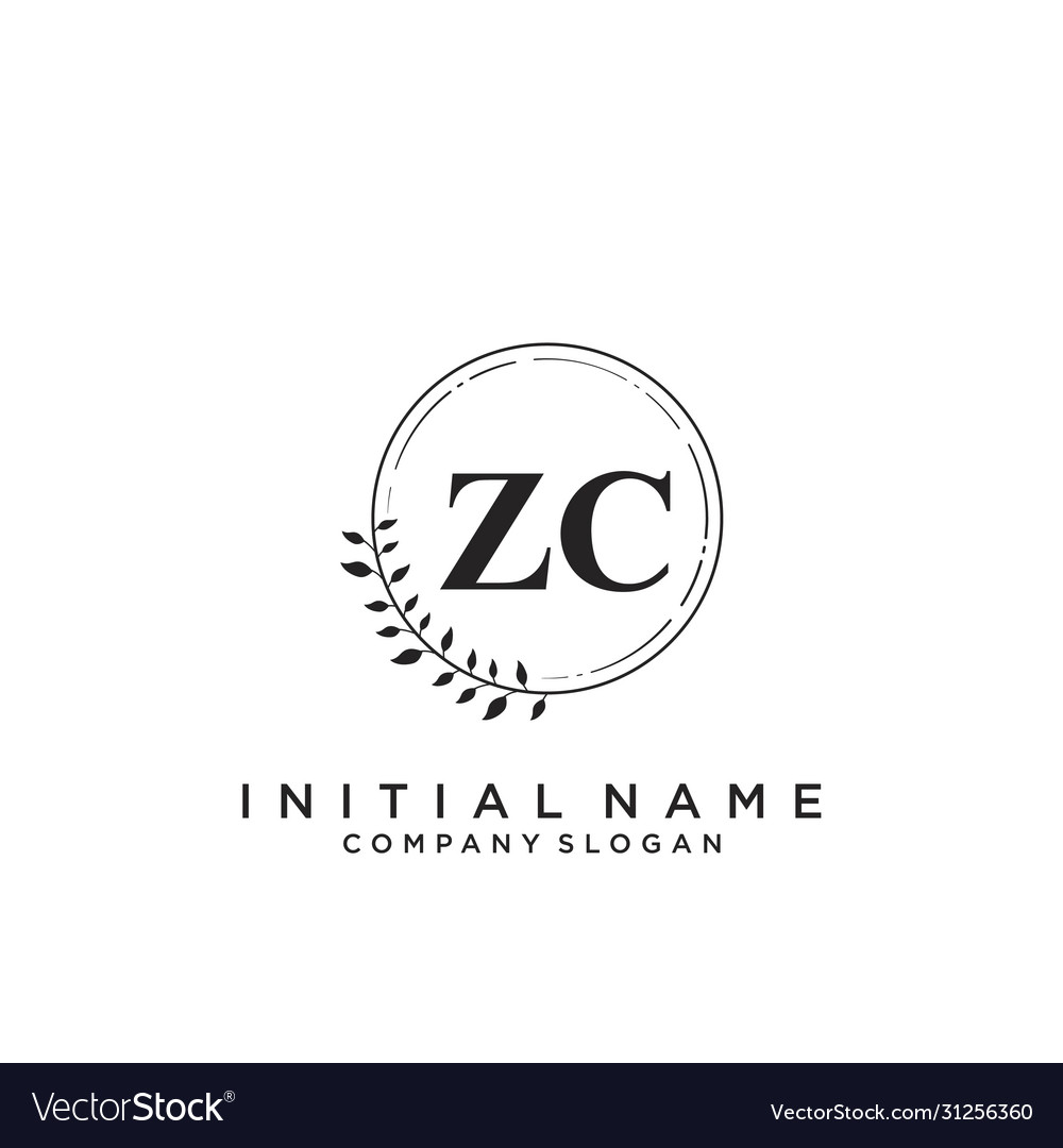 Zc initial handwriting logo design Royalty Free Vector Image