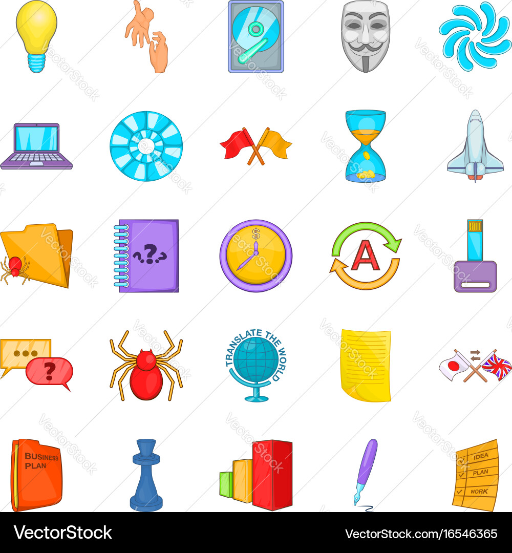 Broker icons set cartoon style Royalty Free Vector Image