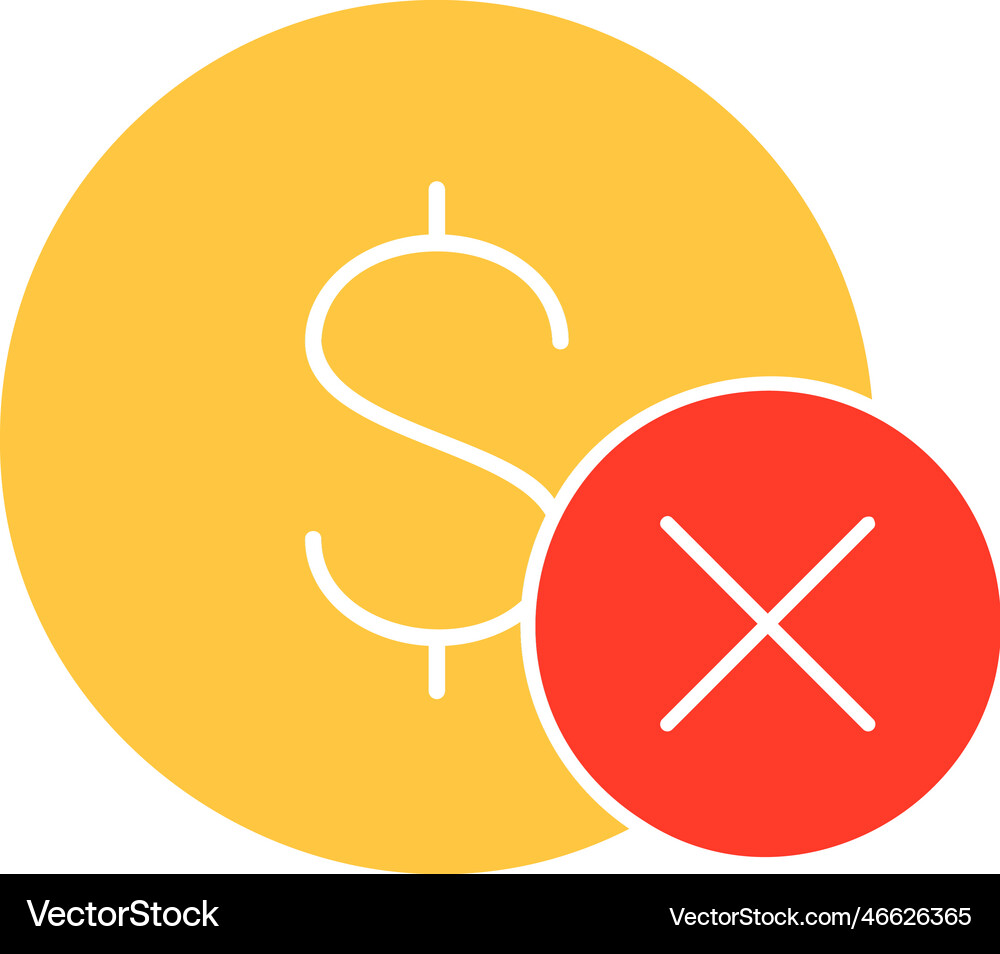Coin with cross marks rejected incorrect white Vector Image