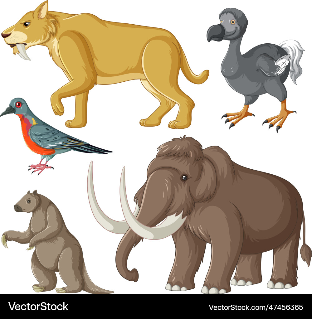 Collection of extinct animals Royalty Free Vector Image