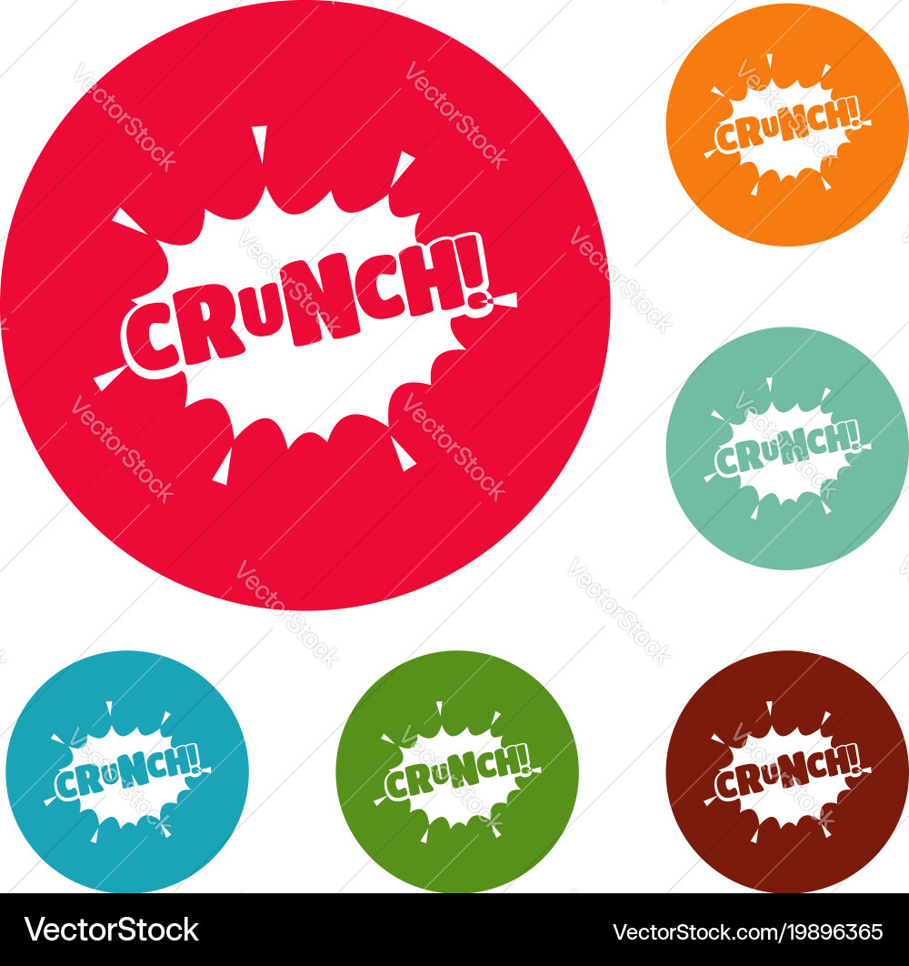 Comic boom crunch icons circle set Royalty Free Vector Image