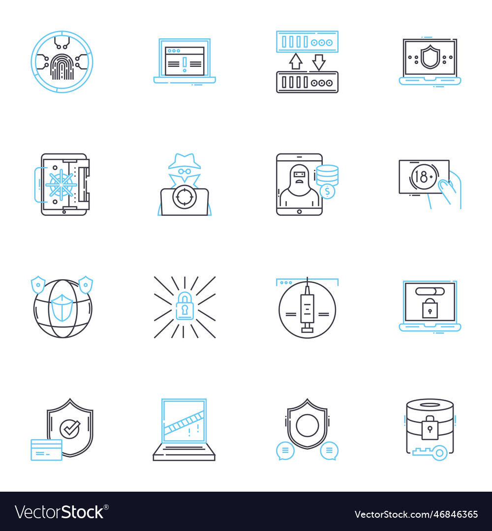 Defense linear icons set shield block barrier Vector Image Defense linear icons set shield block barrier Vector Image