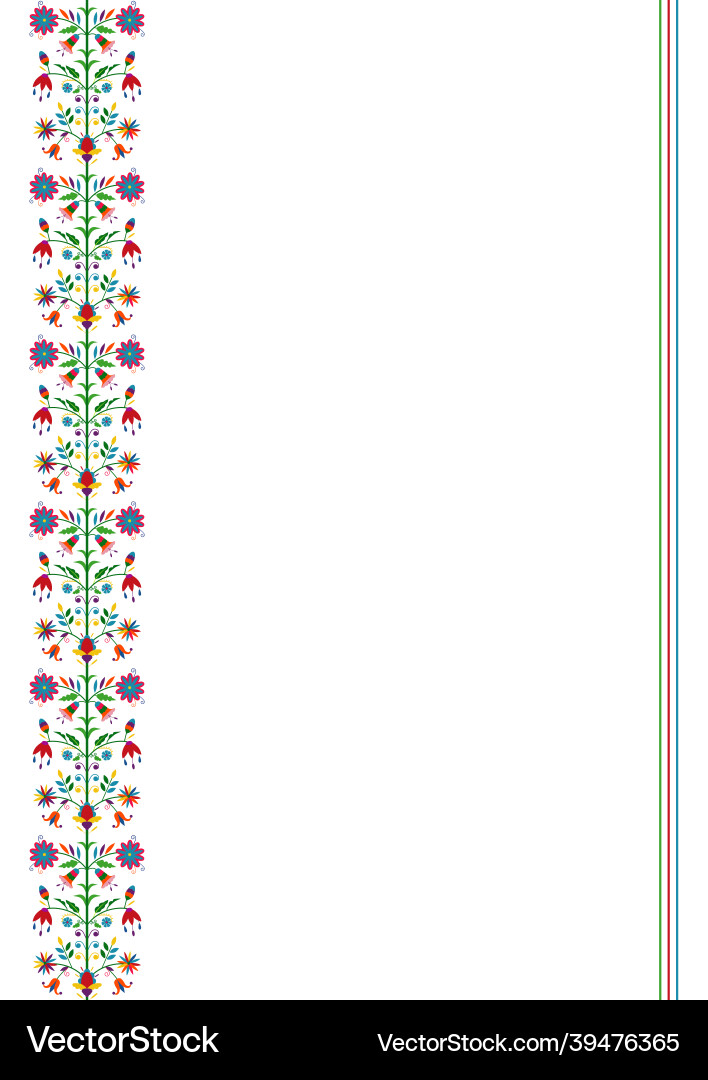 Ethnic floral border isolated on white background Vector Image