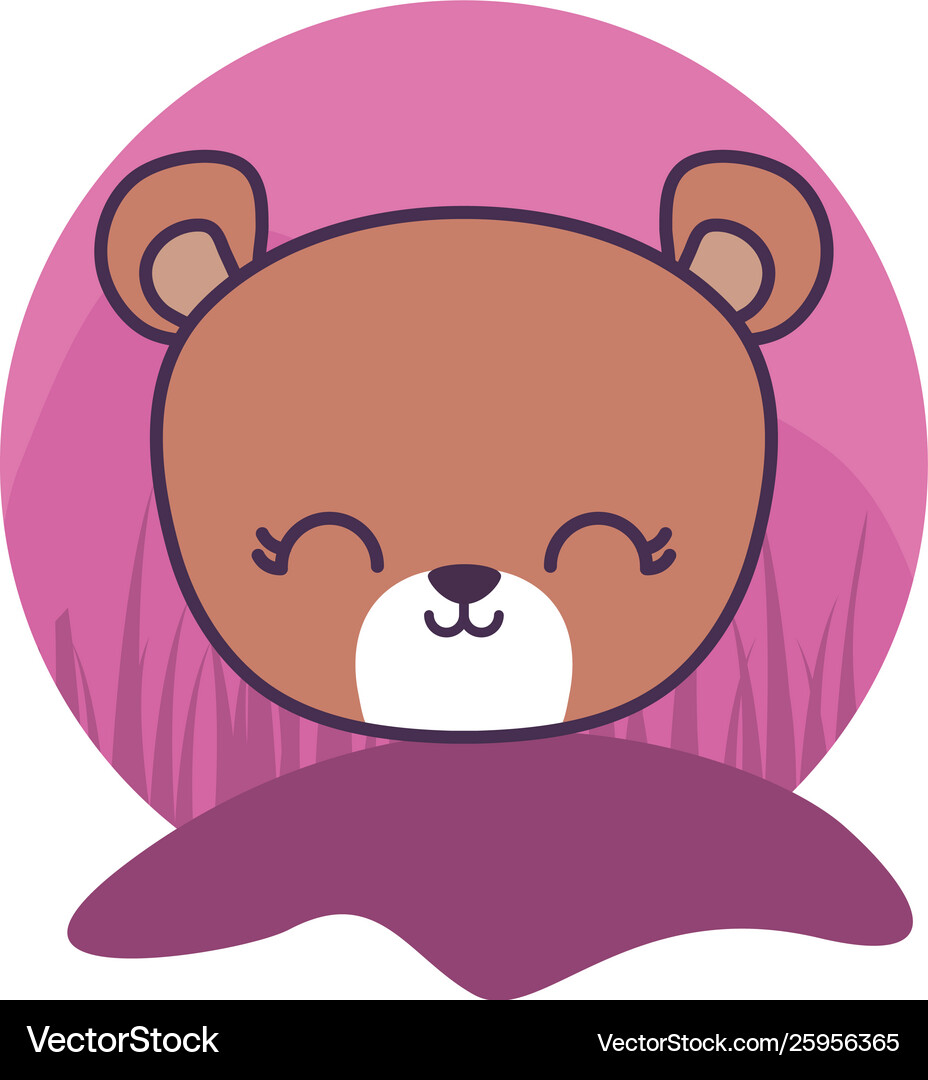 Head cute bear animal isolated icon Royalty Free Vector
