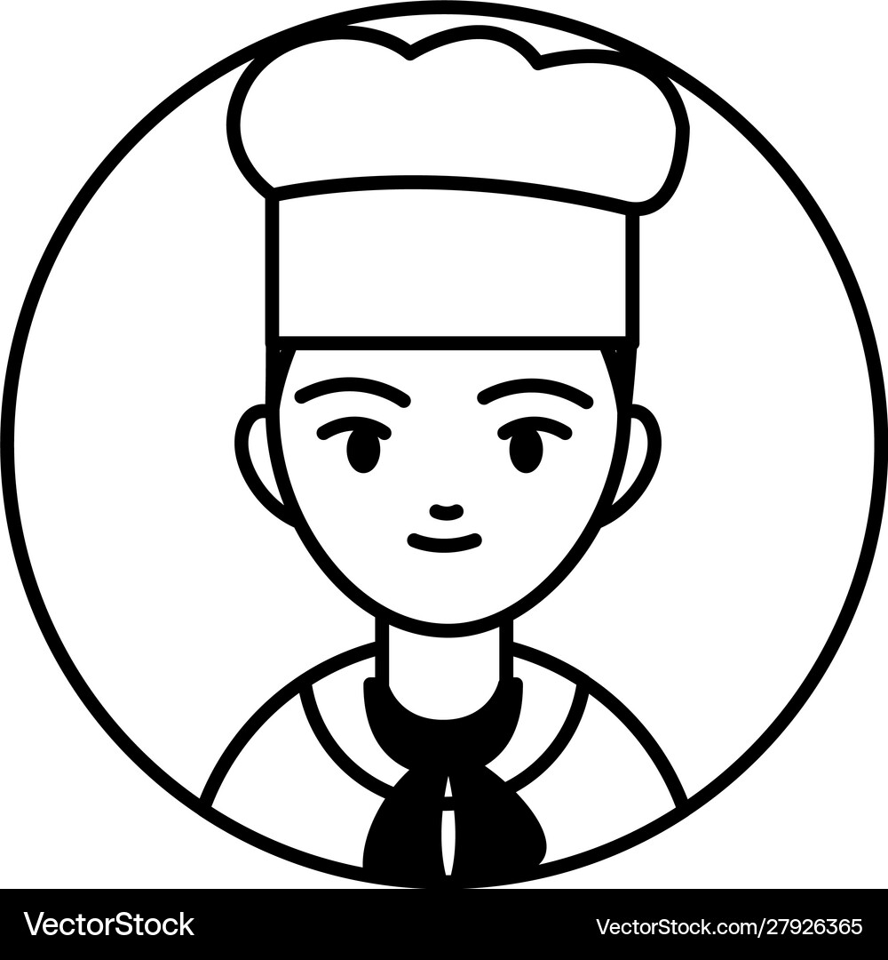 Man chef professional person block line Royalty Free Vector