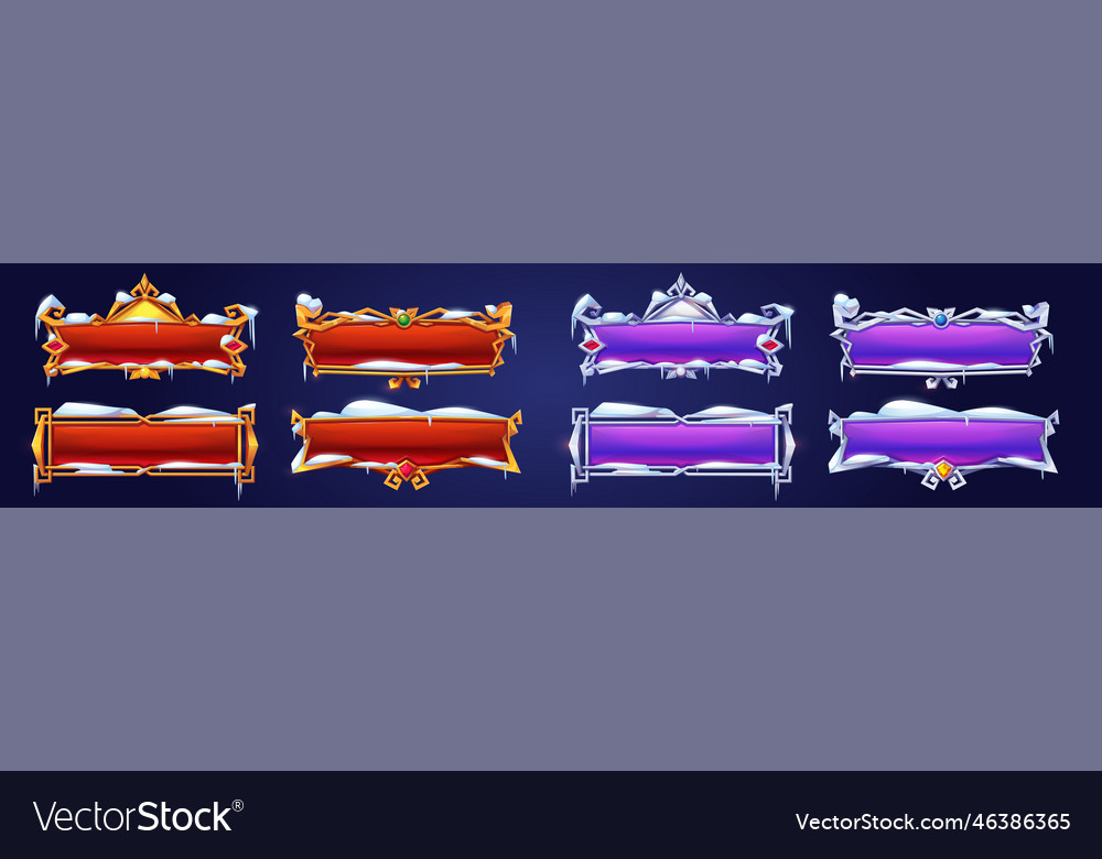 Medieval rpg game ui button frame with snow cap Vector Image