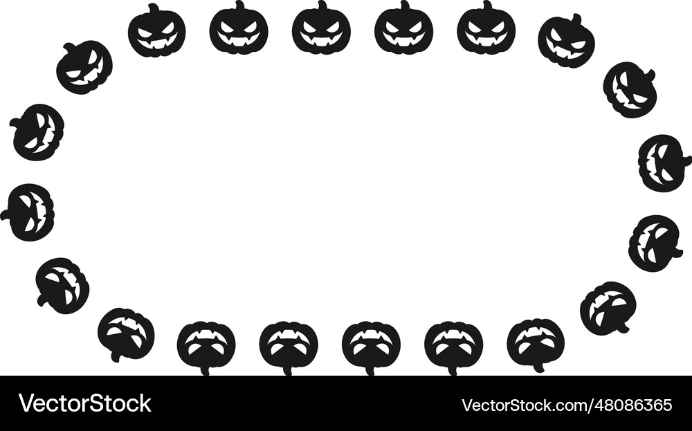 Oval jack o lantern pumpkin halloween frame Vector Image