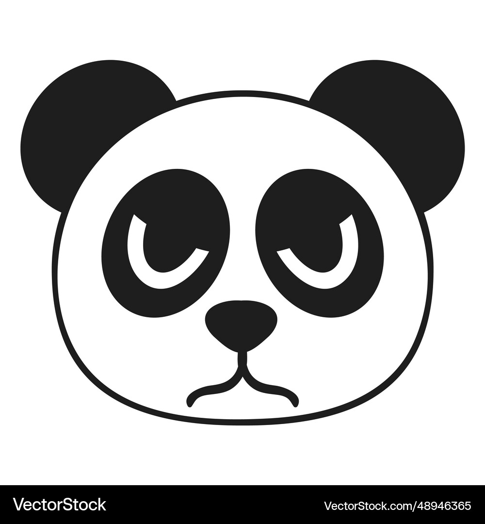 Panda angry head muzzle stroke Royalty Free Vector Image