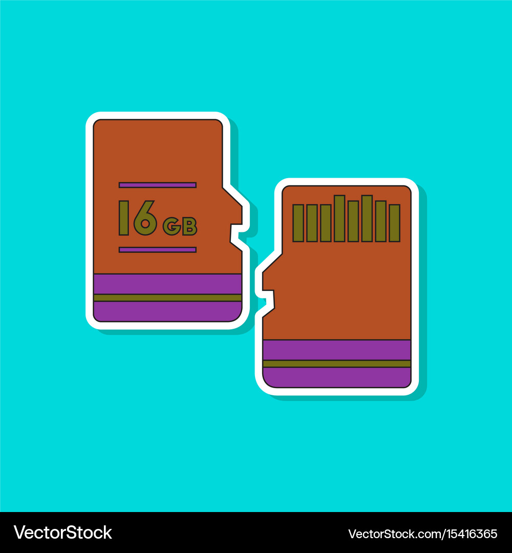 Paper sticker on background of micro sd Royalty Free Vector