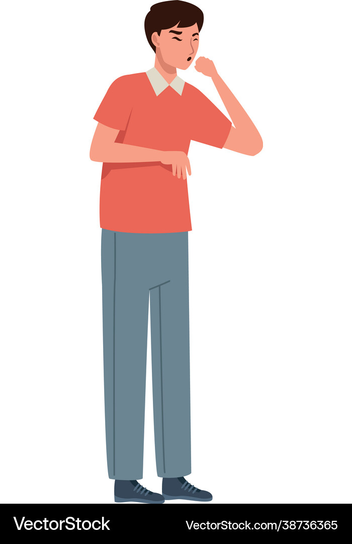 Patient man with dry cough Royalty Free Vector Image