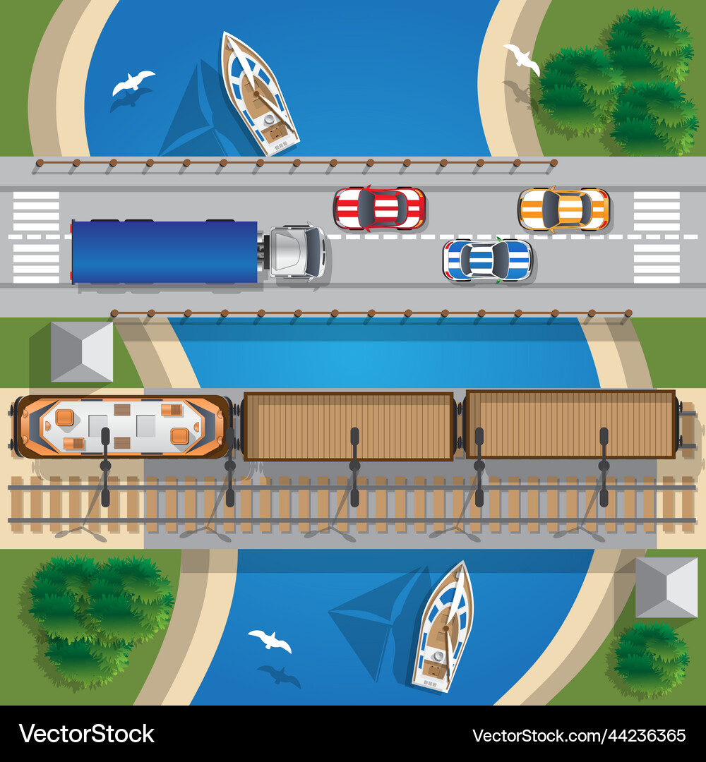 Road and railway bridges Royalty Free Vector Image