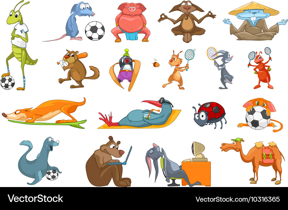 Set animals sport Royalty Free Vector Image - VectorStock