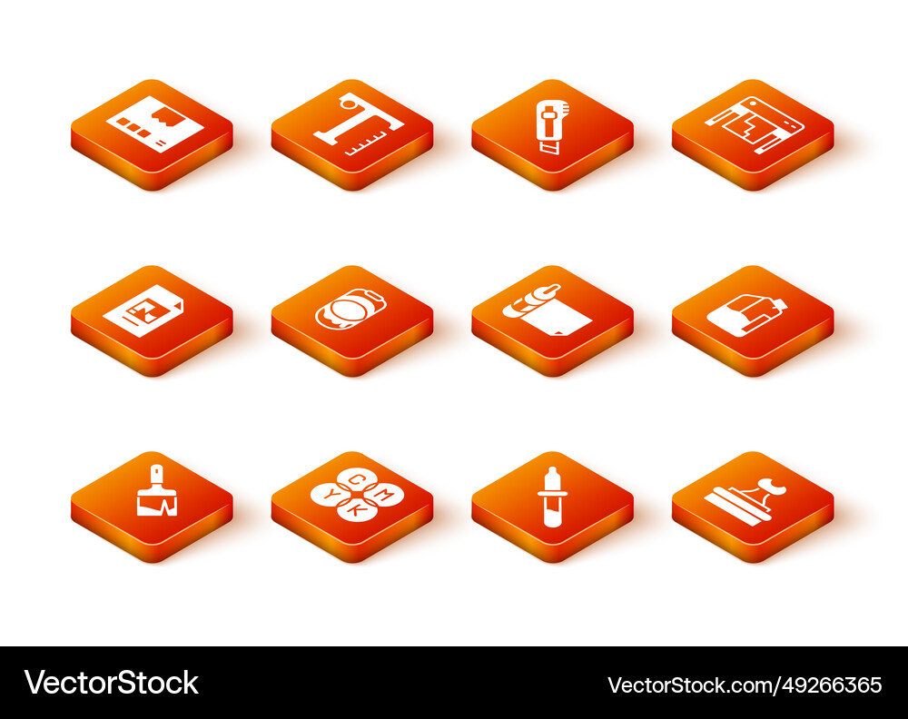 Set paint brush cmyk color mixing file document Vector Image