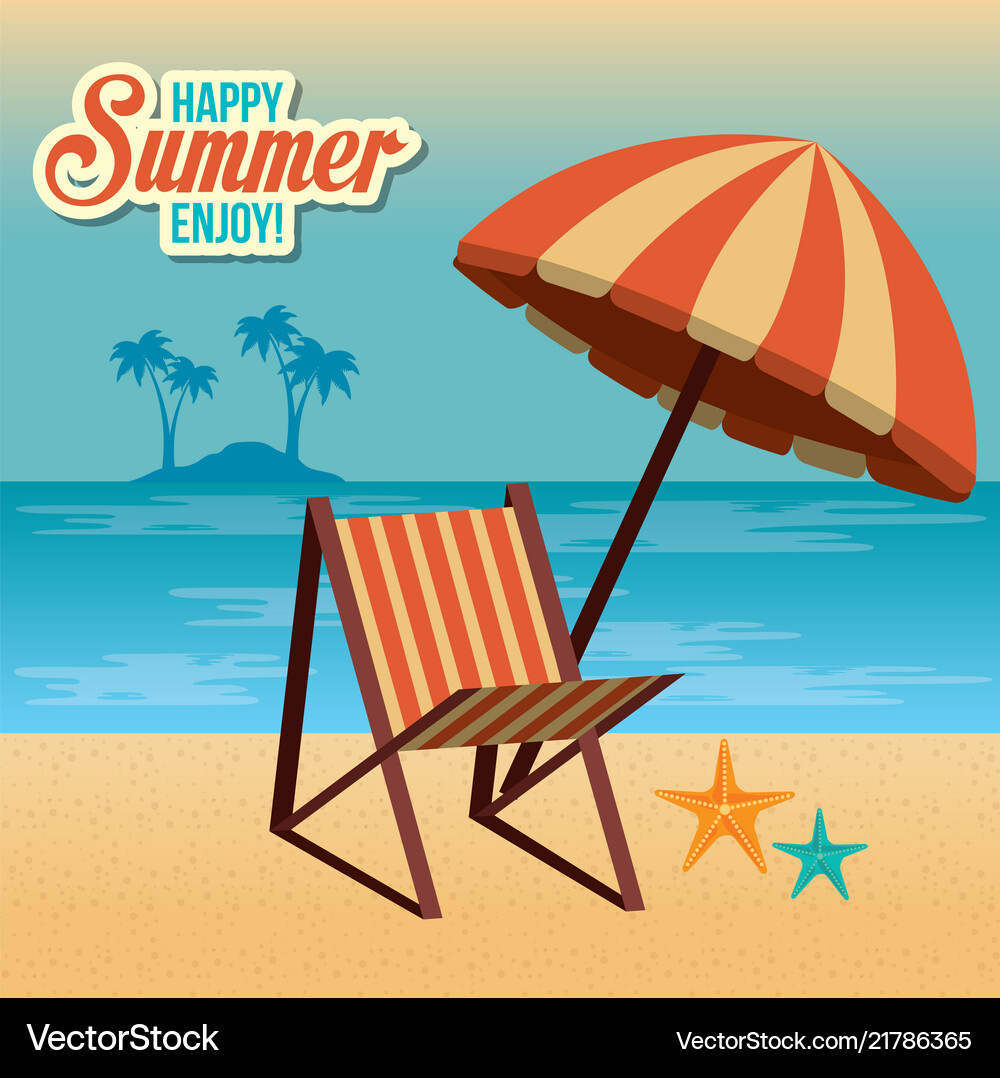 Summer enjoy with beach chair Royalty Free Vector Image