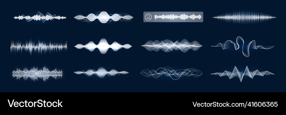 Varied sound waves concept voice assistant Vector Image