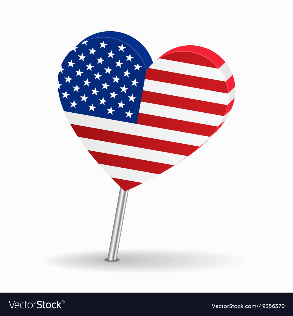 American flag heart-shaped map pointer layout Vector Image