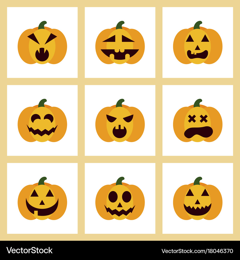 Assembly flat icons halloween emotion pumpkin Vector Image