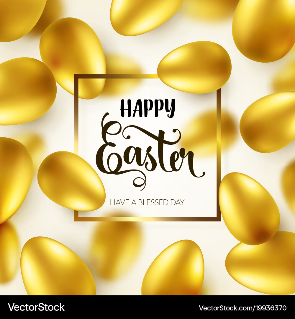Easter golden egg with calligraphic lettering Vector Image