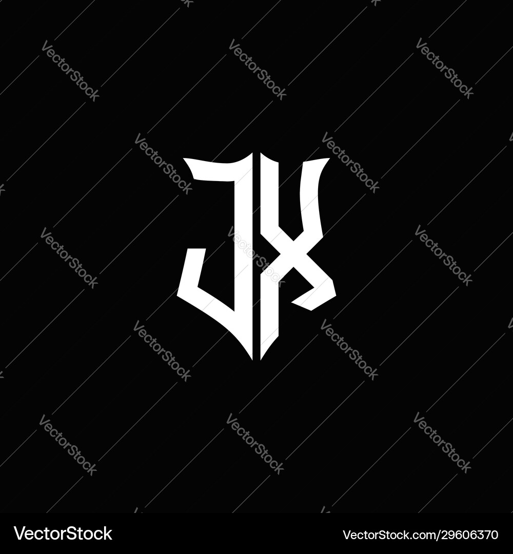 Jx monogram letter logo ribbon with shield style Vector Image