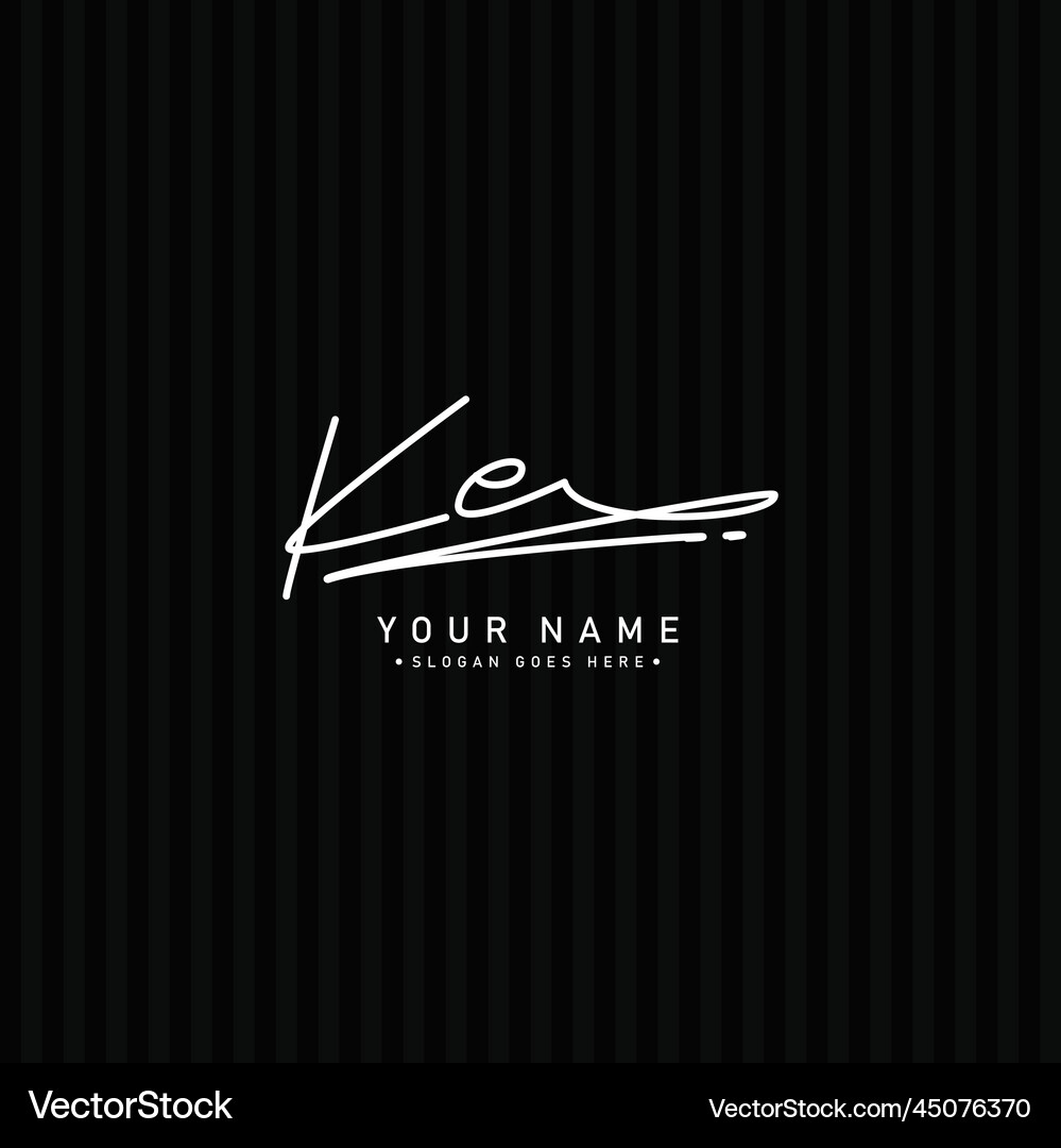 Ke handwritten signature logo - template Vector Image