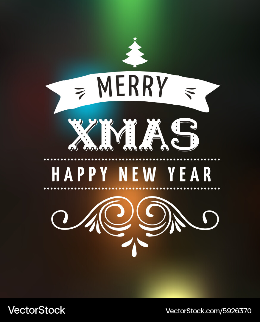 Light bokeh christmas background with typography Vector Image