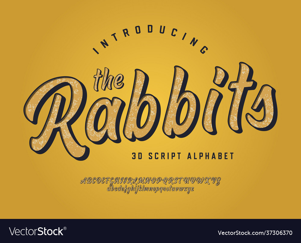 Original 3d script font Royalty Free Vector Image