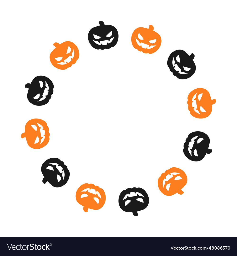 Round jack o lantern pumpkin halloween frame Vector Image