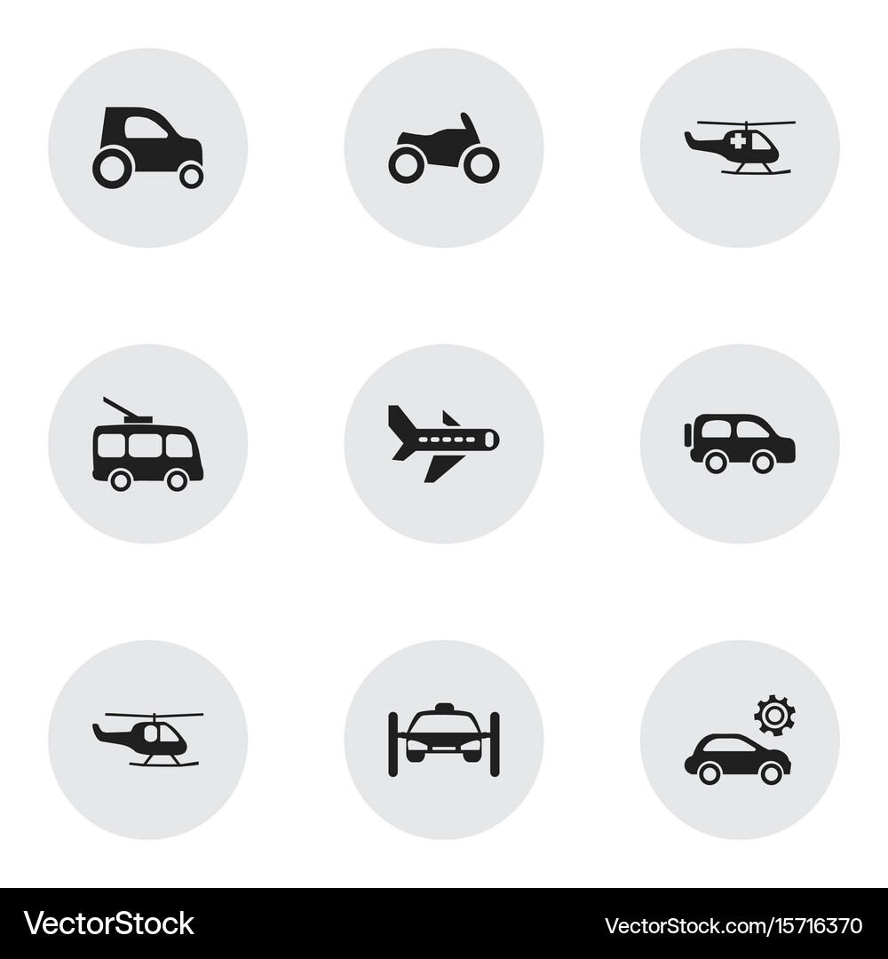 Set of 9 editable transport icons includes Vector Image