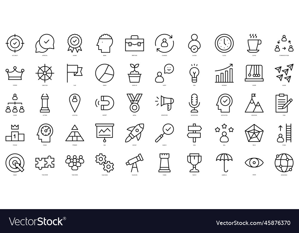 Set of thin line leadership icons Royalty Free Vector Image Set of thin line leadership icons Royalty Free Vector Image