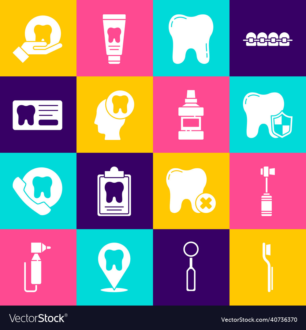 Set toothbrush dental protection human head Vector Image