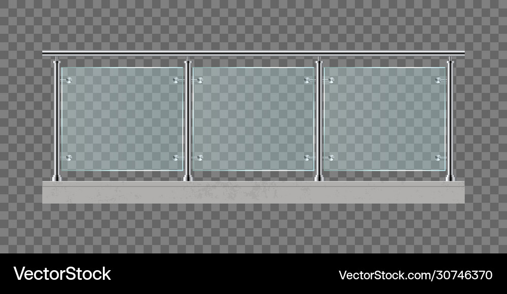 Stairs with glass railing isolated Royalty Free Vector Image