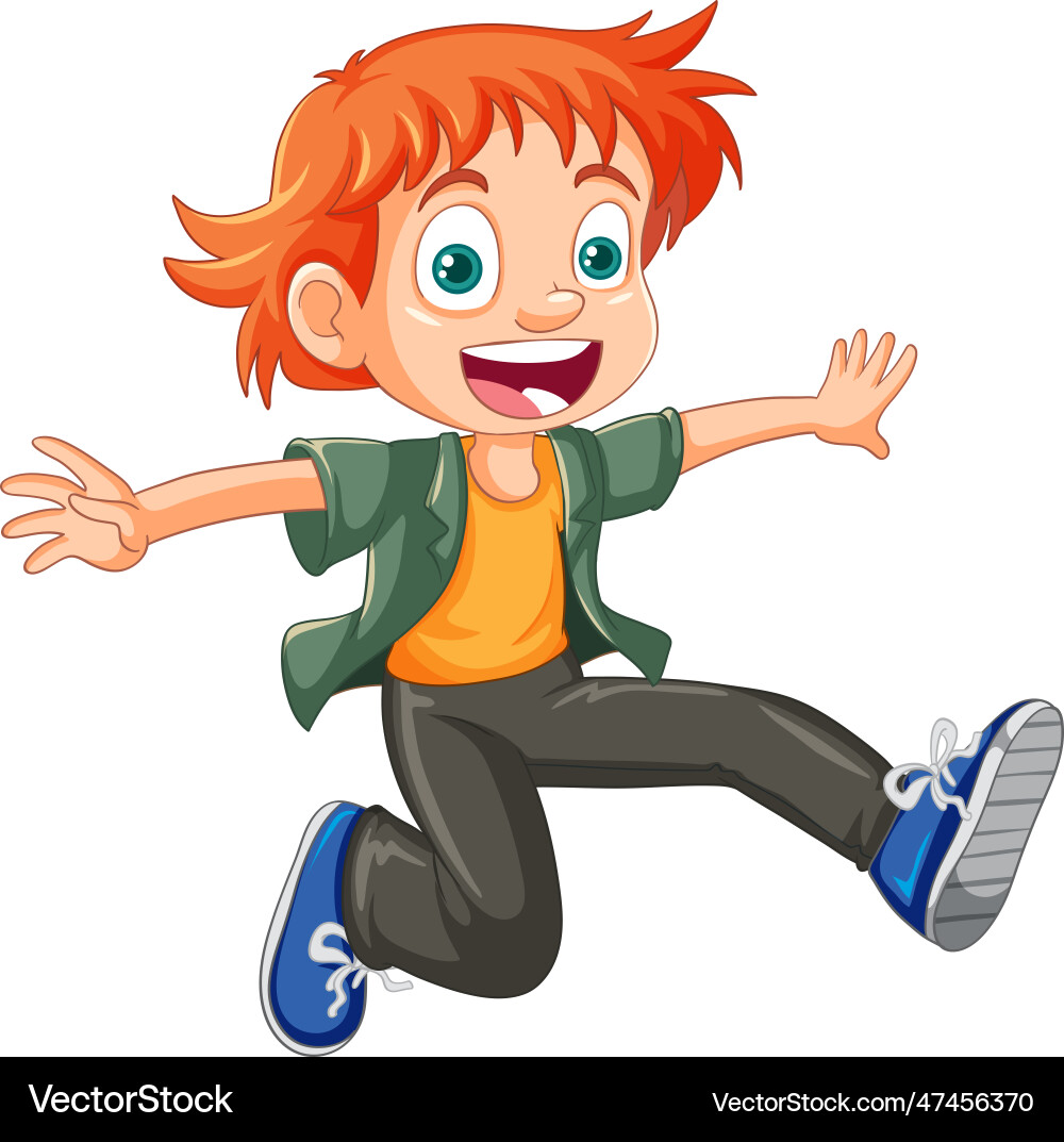Urban boy jumping cartoon character Royalty Free Vector