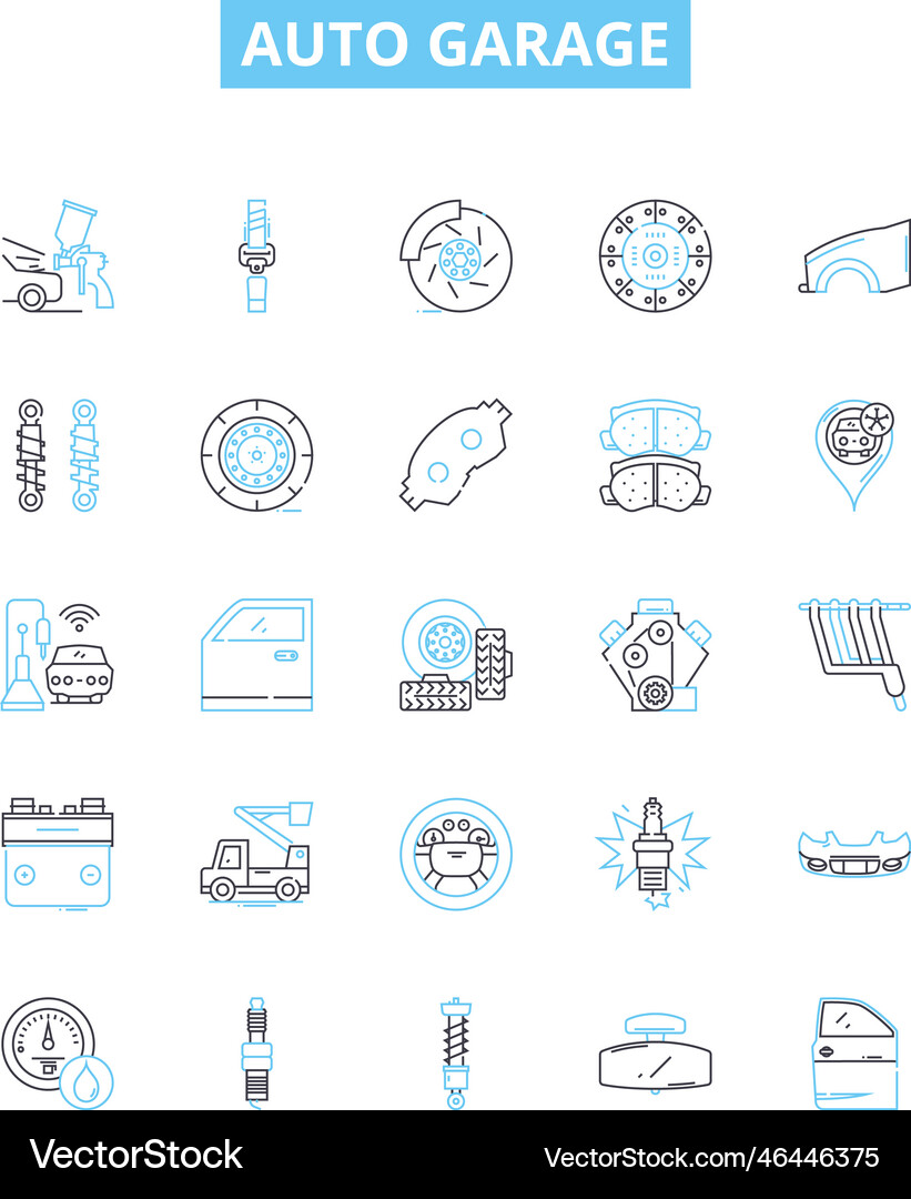 Auto garage line icons set garage Royalty Free Vector Image