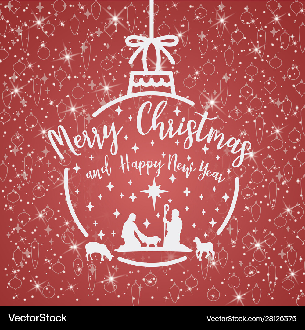 Christmas cribe scene on ball Royalty Free Vector Image