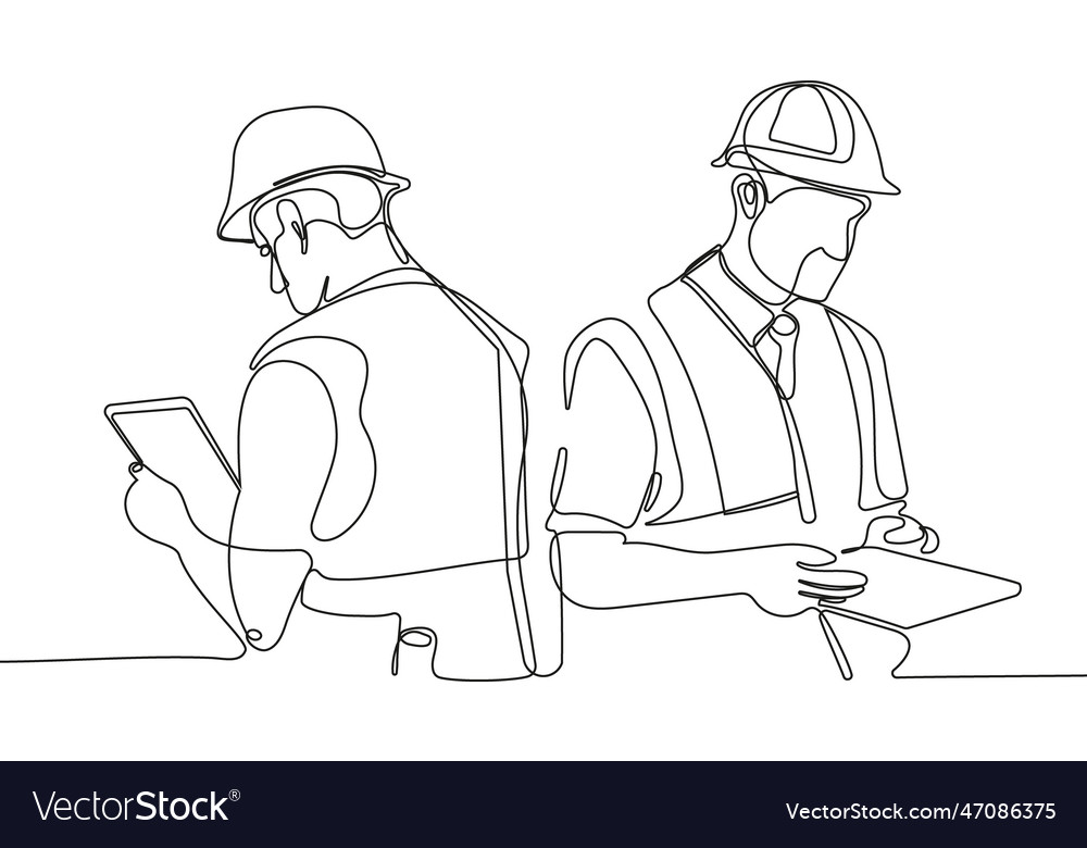 Construction manager and engineer working Vector Image