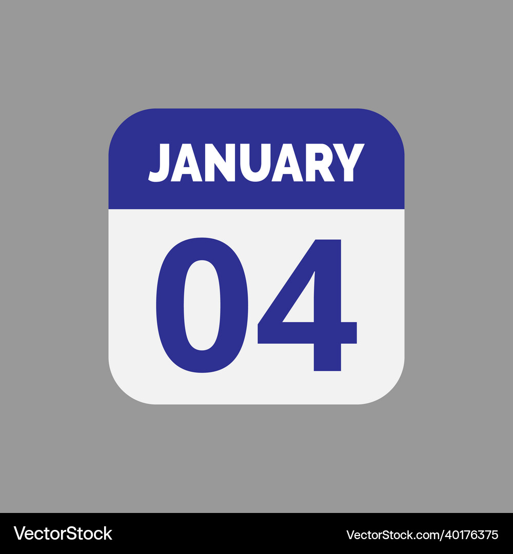 Flat 4 january calendar icon stock Royalty Free Vector Image