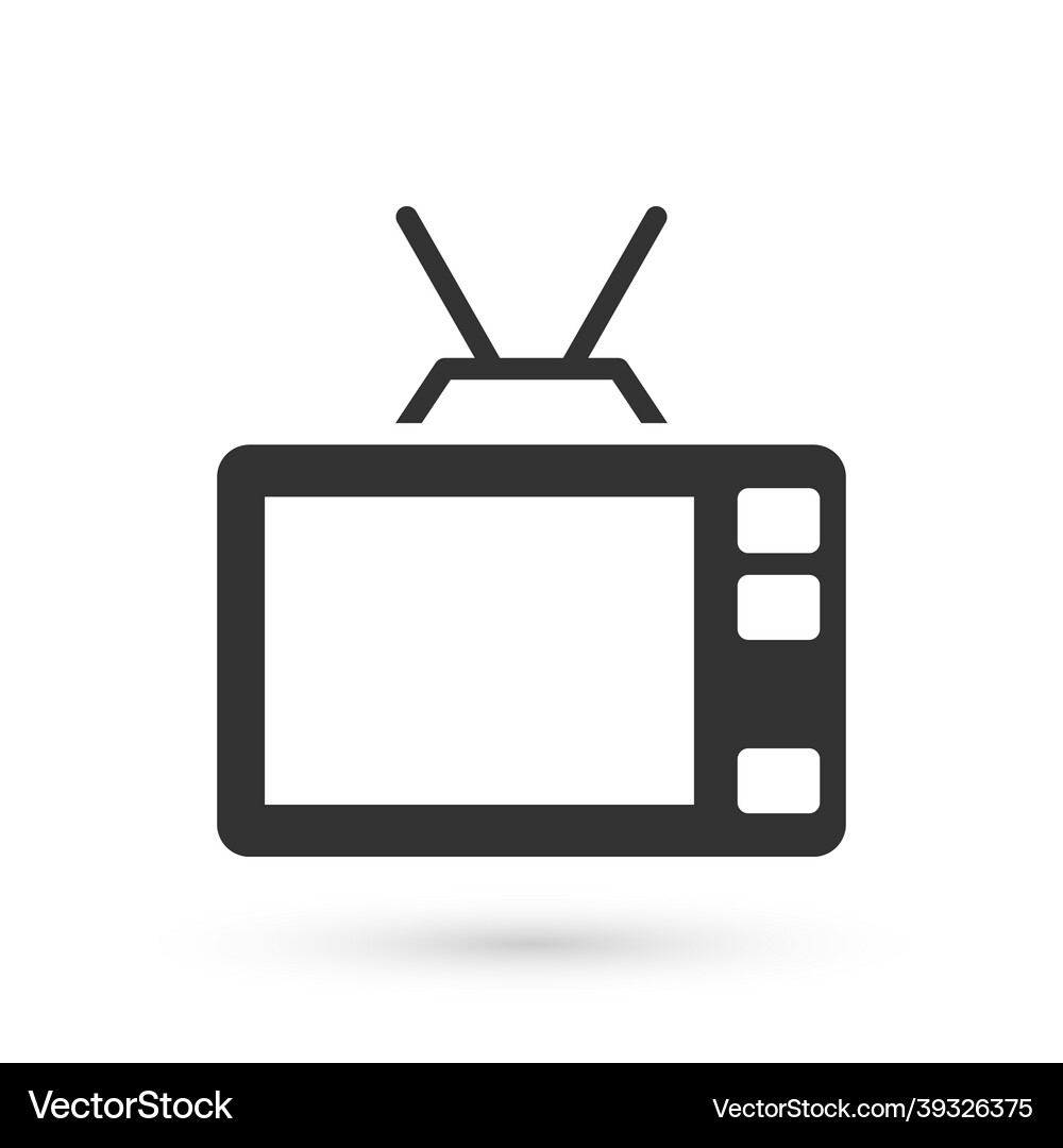 Grey retro tv icon isolated on white background Vector Image