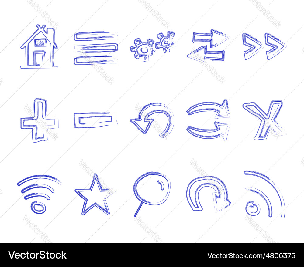 Hand drawn web icons and logo arrows internet Vector Image