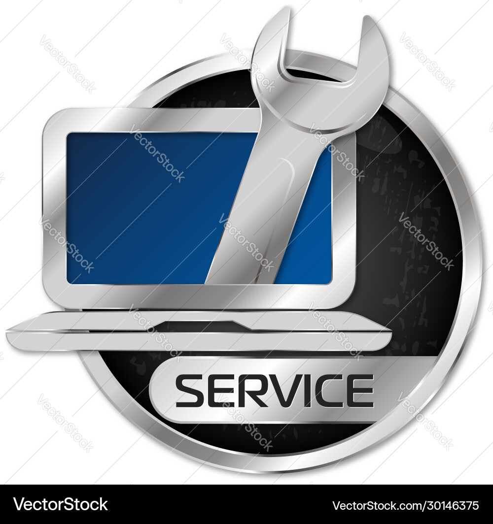 Laptop and wrench symbol for computer hardware Vector Image
