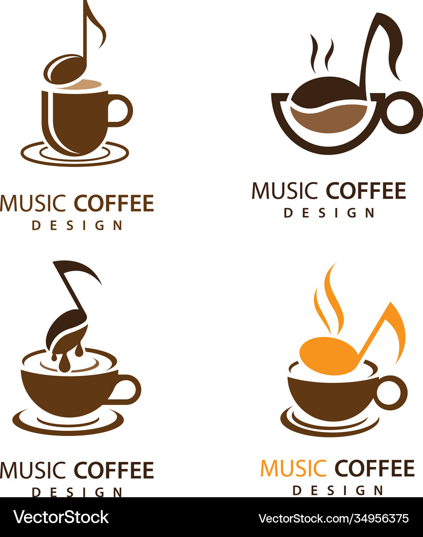 Music coffee logo images Royalty Free Vector Image