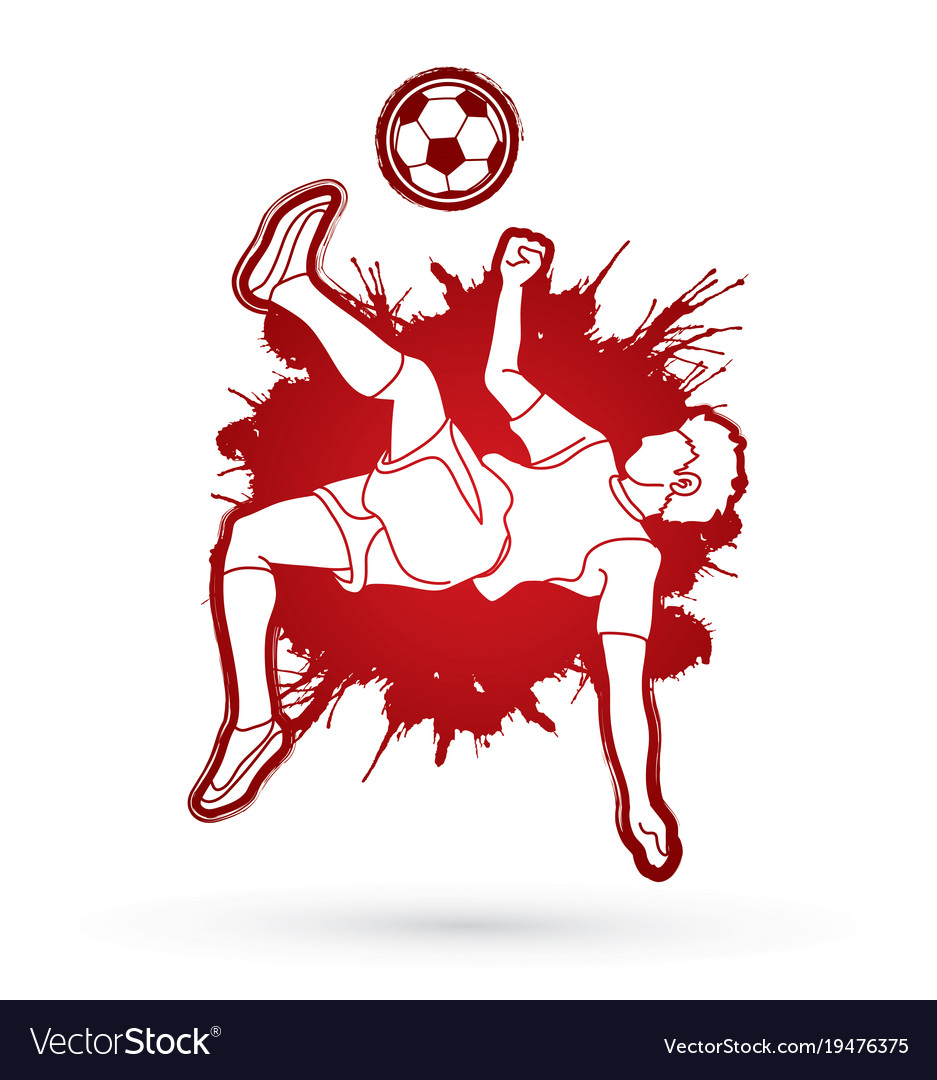 Soccer player somersault kick overhead Royalty Free Vector