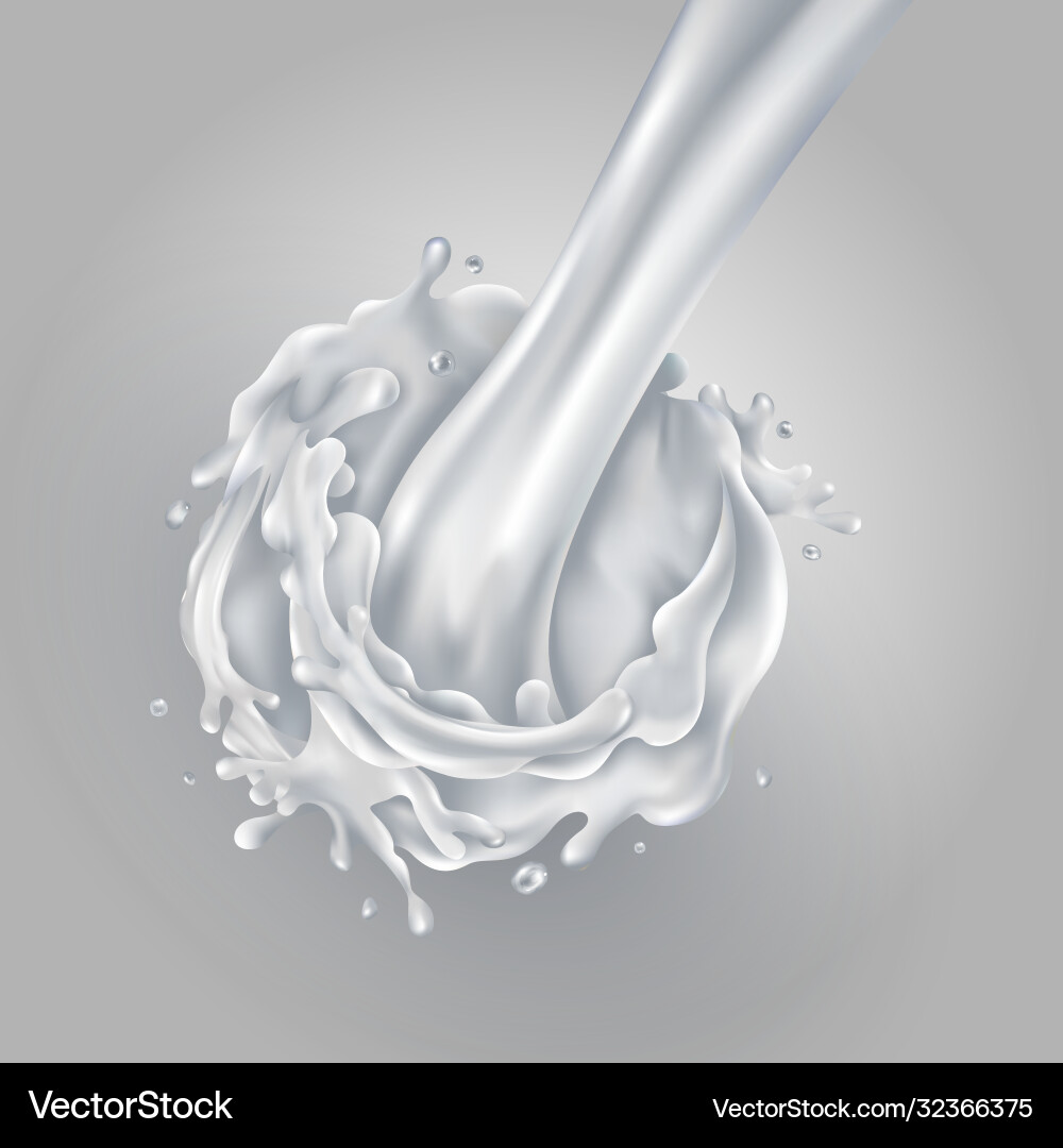 Stream pouring milk on a gray background Vector Image