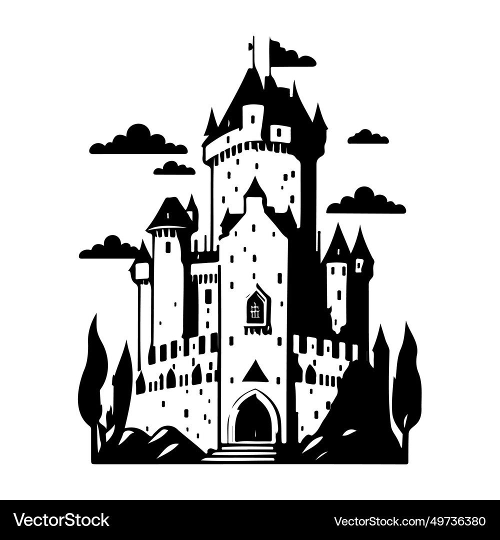 Building castle scary sketch hand draw Royalty Free Vector